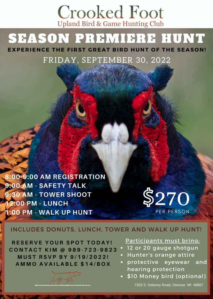 HUNT SPECIALS! - Crooked Foot Hunt Club